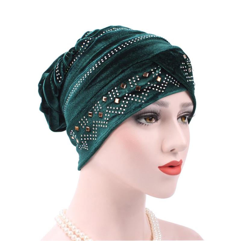 Women Hijabs Soft Velvety Auger Hat Turban Cap Beanie Foldable Muslim ...