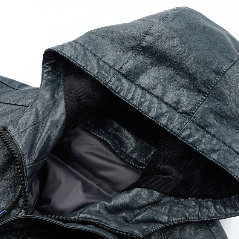 Acheter Haining Hiver Cuir Douvetune Homme Demi-long Capuchon ...