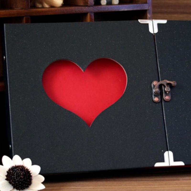 Buy Wedding Love Heart Gift Box Insert Album Self-adhesive Black Pages ...
