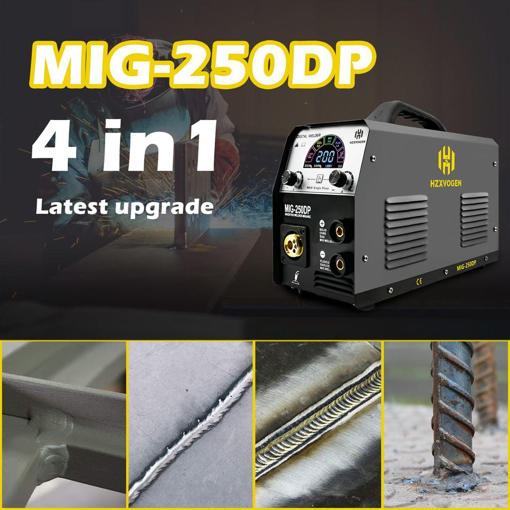 Buy Mig Welder HZXVOGEN Semi-automatic Welding Machine for Aluminum MIG250DP 220V Pulse Mig 3 In ...