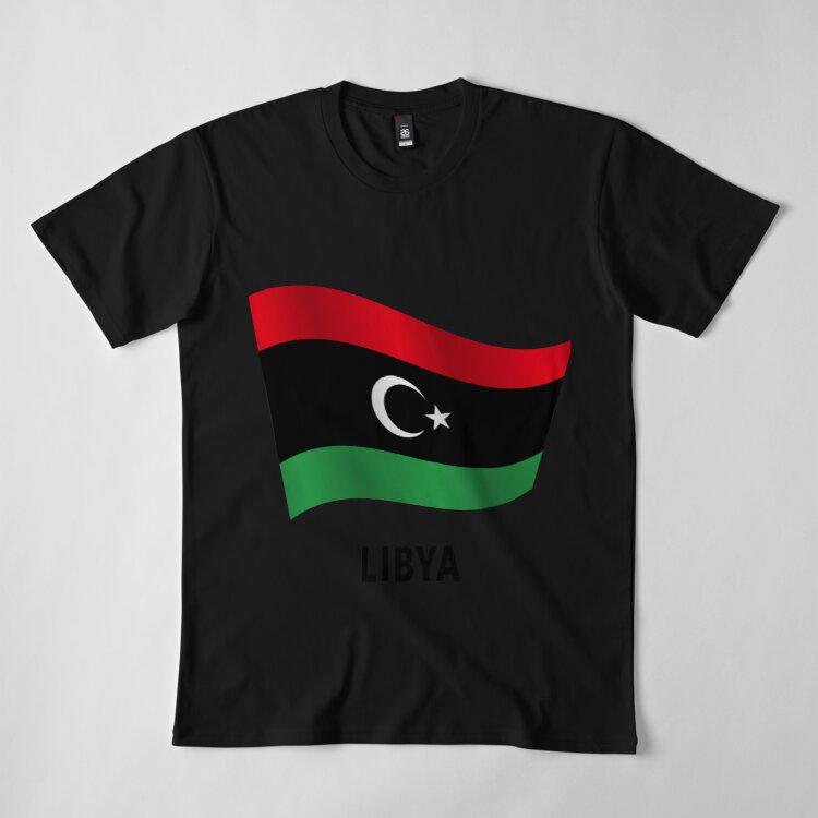 Buy Men's Premium T-shirt 200gsm Cotton Double Yarn Tees Libya Flag ...