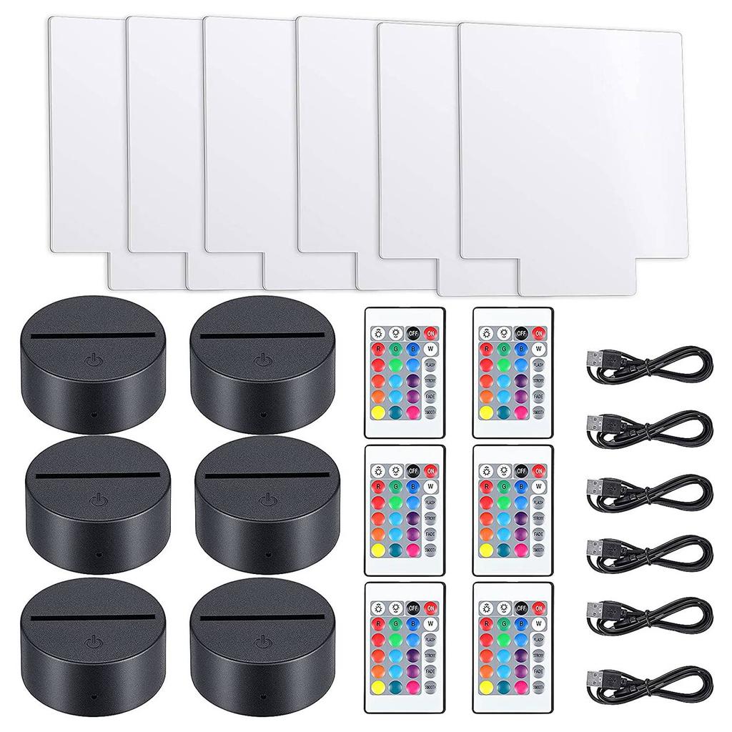 Buy 6 Sets 3D Night Led Light Lamp Bases Adjustable 16 Colors 4 Modes ...