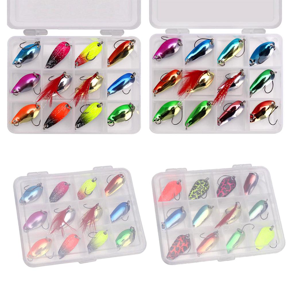 Satın alın 12 Pcs Metal Sequins Fishing Lures Single Hook Spinners Bass ...
