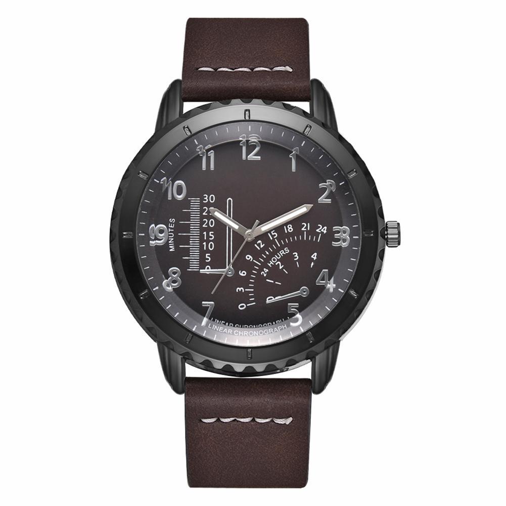 Buy Men Leather Band Watch Male Quartz Retro Korean Fashion Wrist ...
