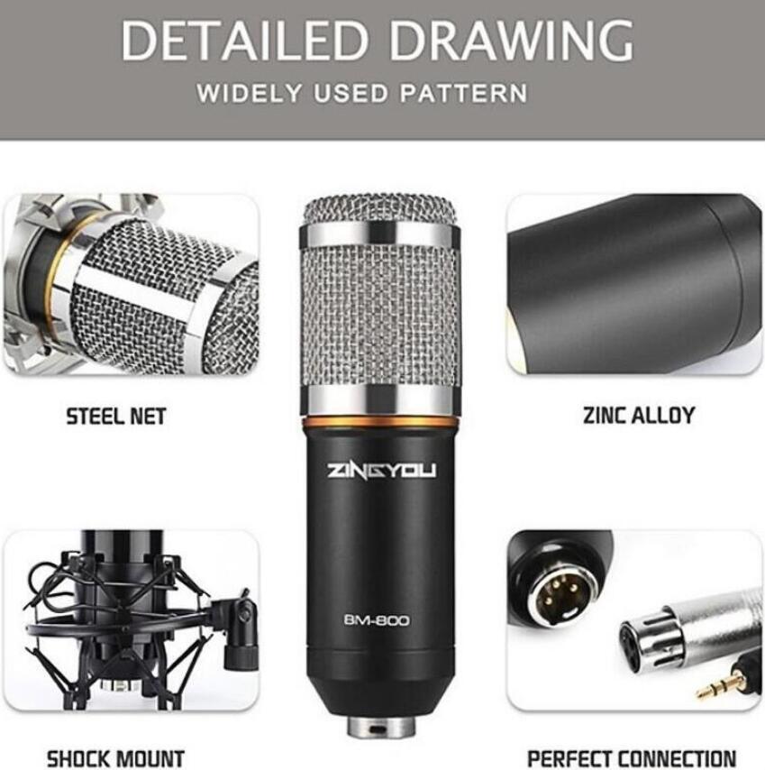 Buy Bm 800 ZINGYOU Cool Microphone Kit Pro Audio Studio Recording ...