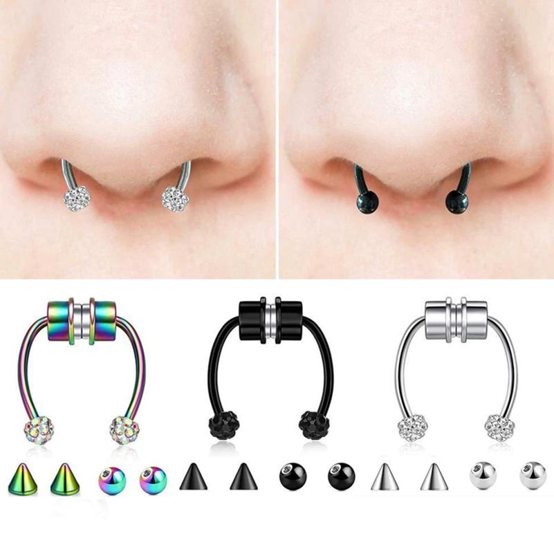 Buy Unisex Geometric Magnetic Nose Ring and Nose Clip Decoration at ...
