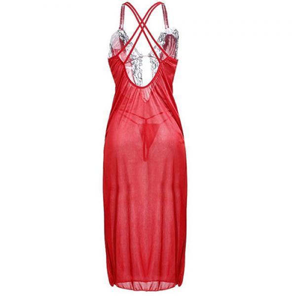 Buy Women Sexy Lace Backless Sleepwear Side Split Nightwear Lingerie ...