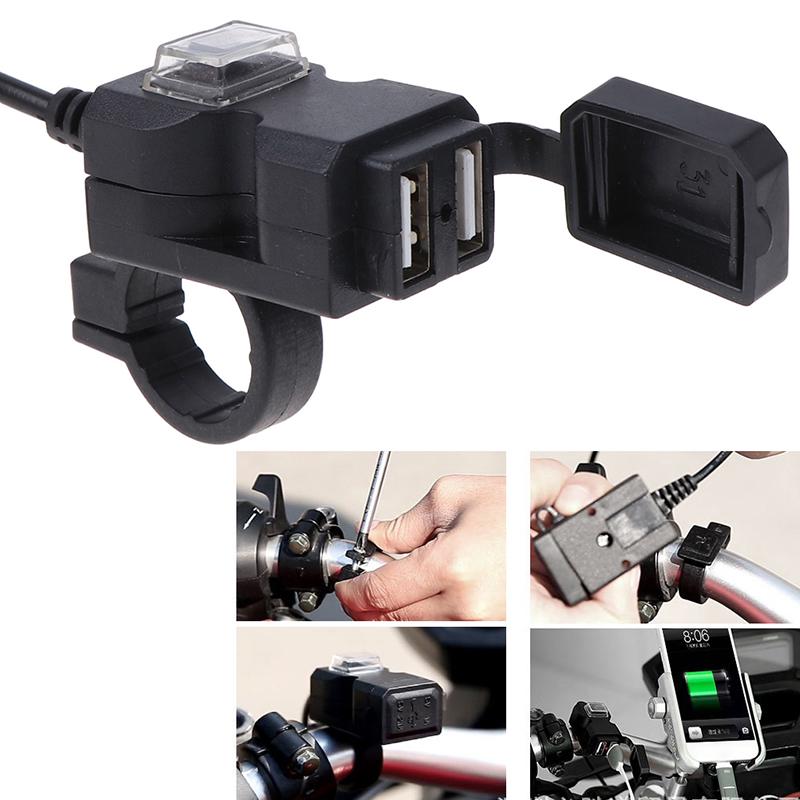 Buy Universal USB Motorcycle Charger Waterproof Dual USB 12V Power ...