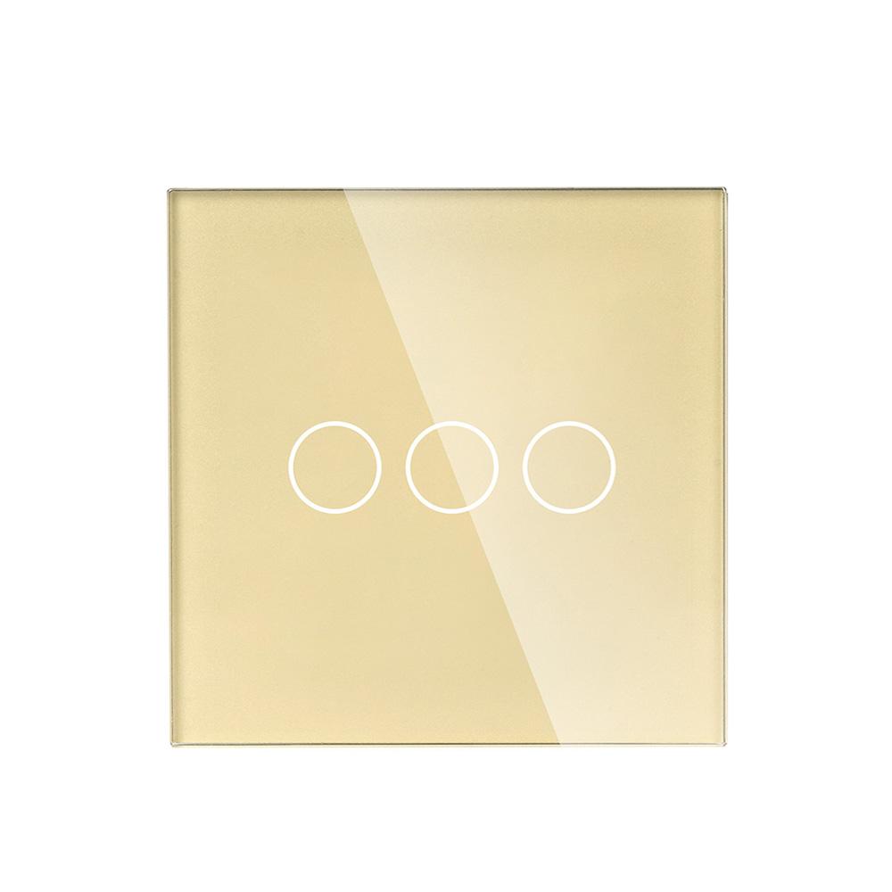 Buy TAWOIA Touch Switch 3 Gang 2 Way Light Touch Switch With Glass ...