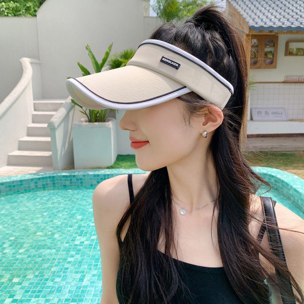 Cheap Solid Color Sunscreen Cap UV Protection Empty Top Cap Breathable ...