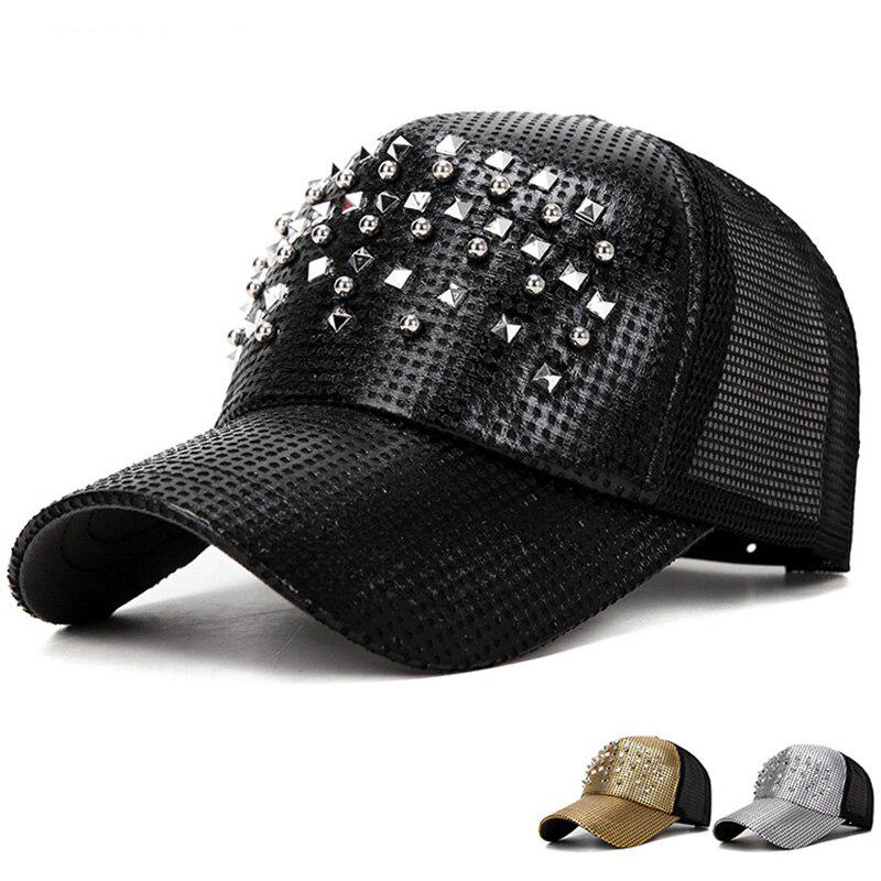 Buy Fashion Gold Silver Men Women Baseball Caps With Rivet Rhinestone ...