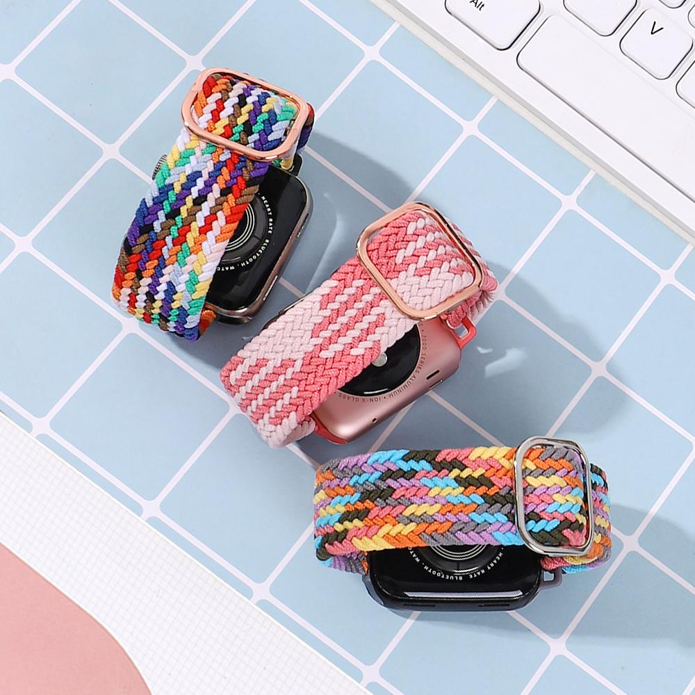 Buy Fabric Braided Solo Loop Nylon Strap For Apple Watch 7 SE 6 Band ...