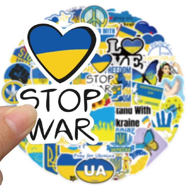50Pcs Blue Yellow Ukraine Stickers Ukraine National Flag Suitcase ...