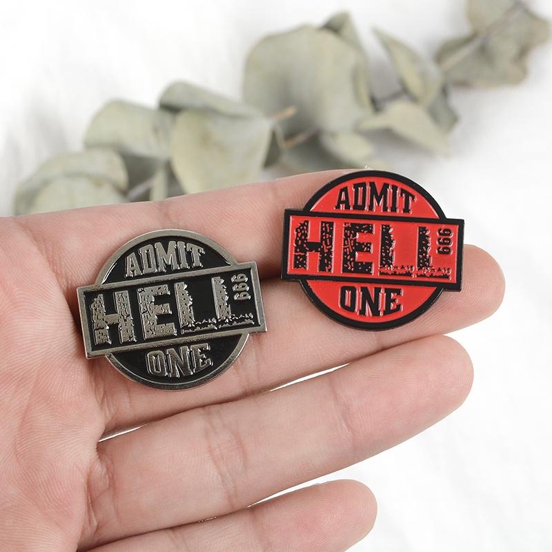 Buy Hell Admit One 666 Ticket Enamel Pin Black Red Ticket To Hell Punk ...