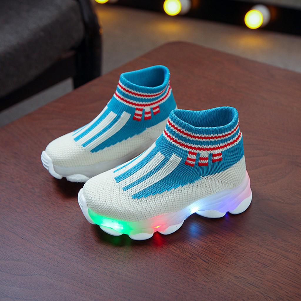 Children Baby Boys Girls Striped Mesh Led Luminous Socks Sport Run ...