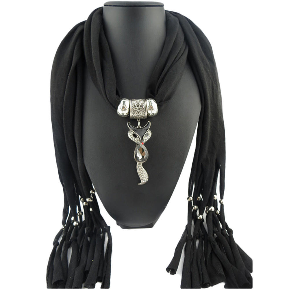 Women Pendant Scarf With Tassel Rhinestone Jewelry Scarves uygun ...