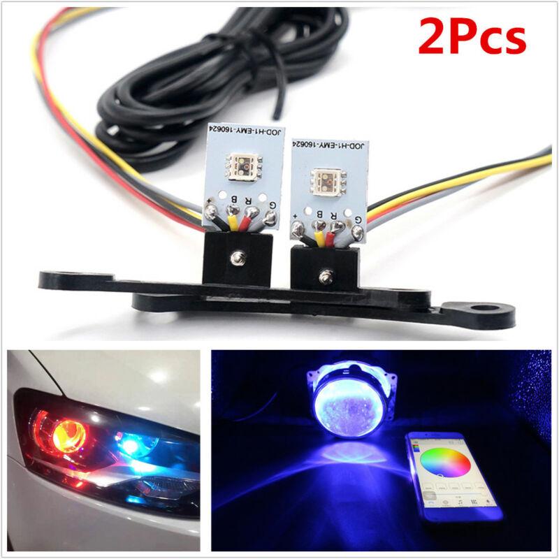 2 RGB LED Light Devil Demon Eyes Bulbs Bluetooth Auto Car Headlight ...