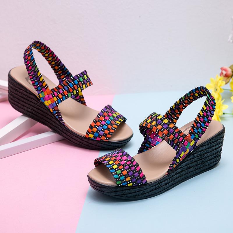 Buy Summer Tight Belt Hand-woven Sandals Women Cake Thick Bottom Slope ...