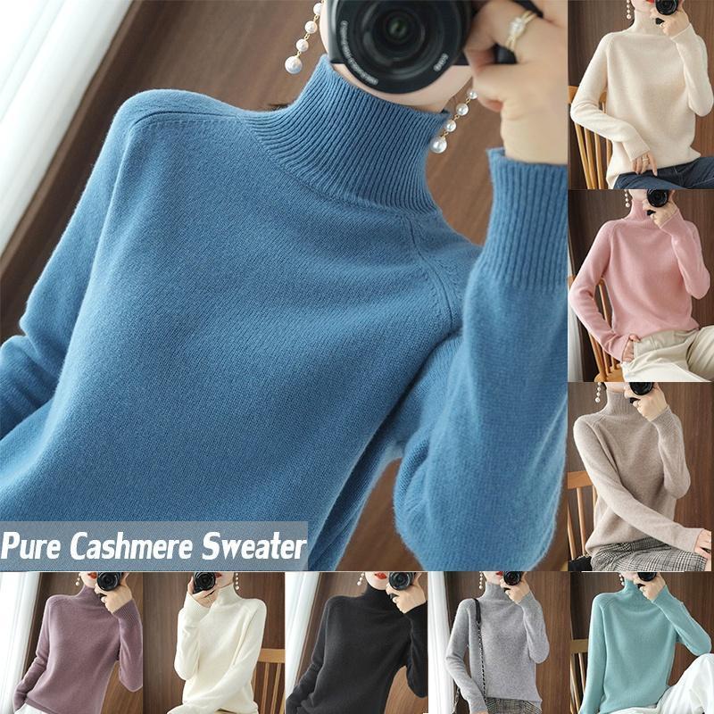 Buy Wool Pure Cashmere Sweater Women Pullovers High Neck Knitting ...