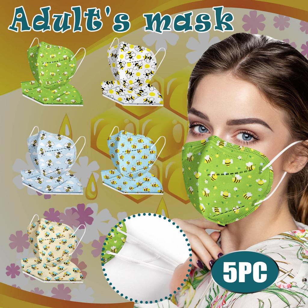 Buy Adult's Disposable Unisex Bee Printed Outdoor Prevention Fish Mask ...