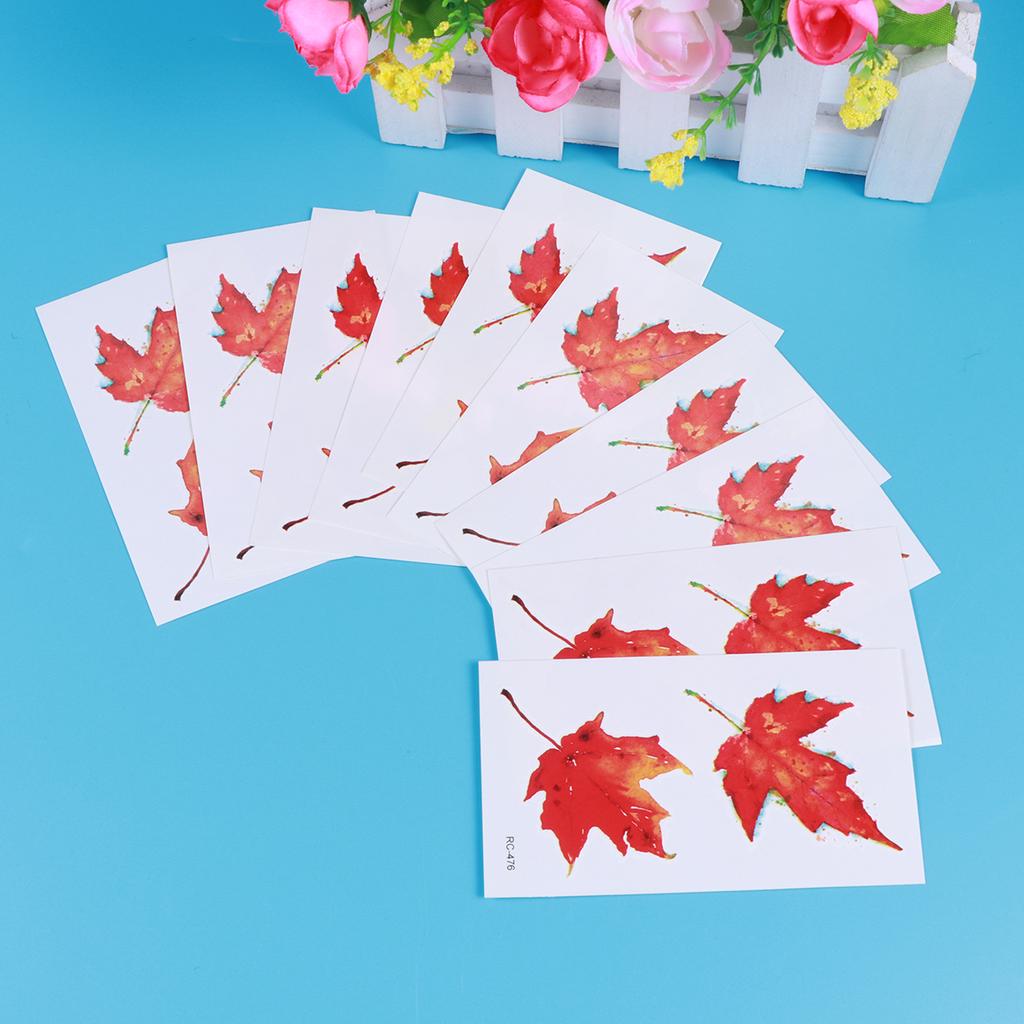 Buy 10pcs Maple Leaf Waterproof Long-Lasting Body Art Sticker Temporary ...