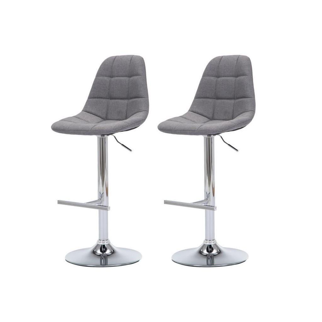 Buy OSKAR Set of 2 Adjustable Bar Stools - Gray Fabric - L 42 X D 49 X ...