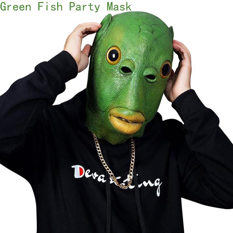 Buy Fashion Adult Funny Ugly Green Fish Head Latex Cosplay Party Prom ...