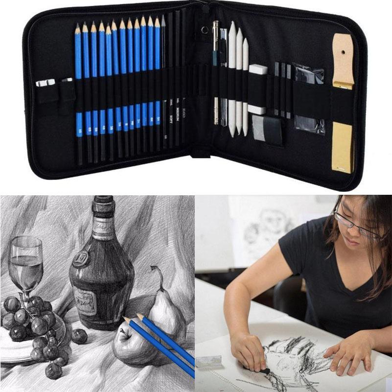 Sketch Kit Sketching Set Graphite & Charcoal Pencils Sketchbook Art ...