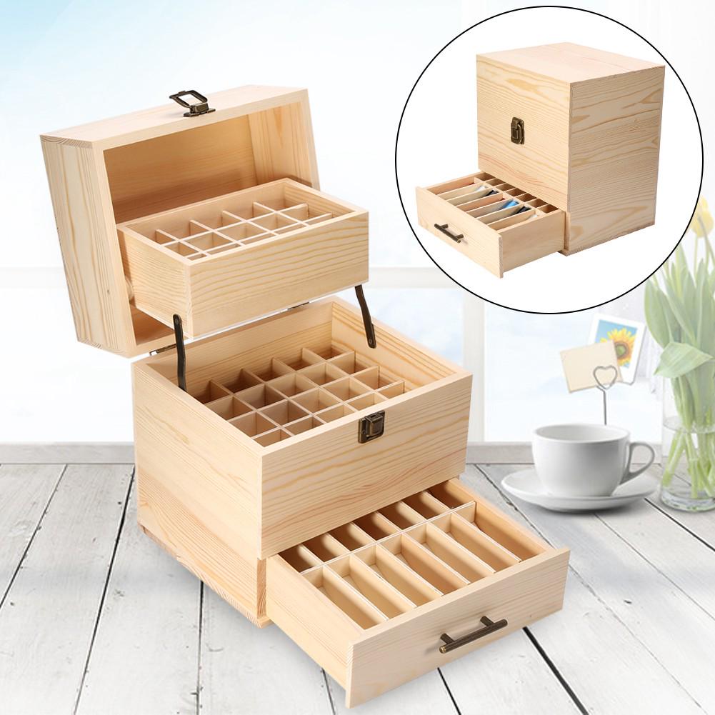 Buy 59Slots Essential Storage Box Wooden Oil Case Organizer Container ...
