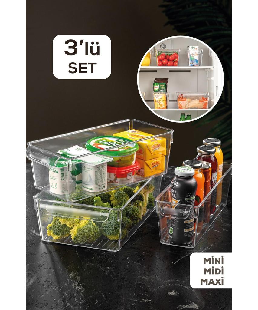 Satın alın 3 Pcs Refrigerator Organizer - Transparent Refrigerator ...