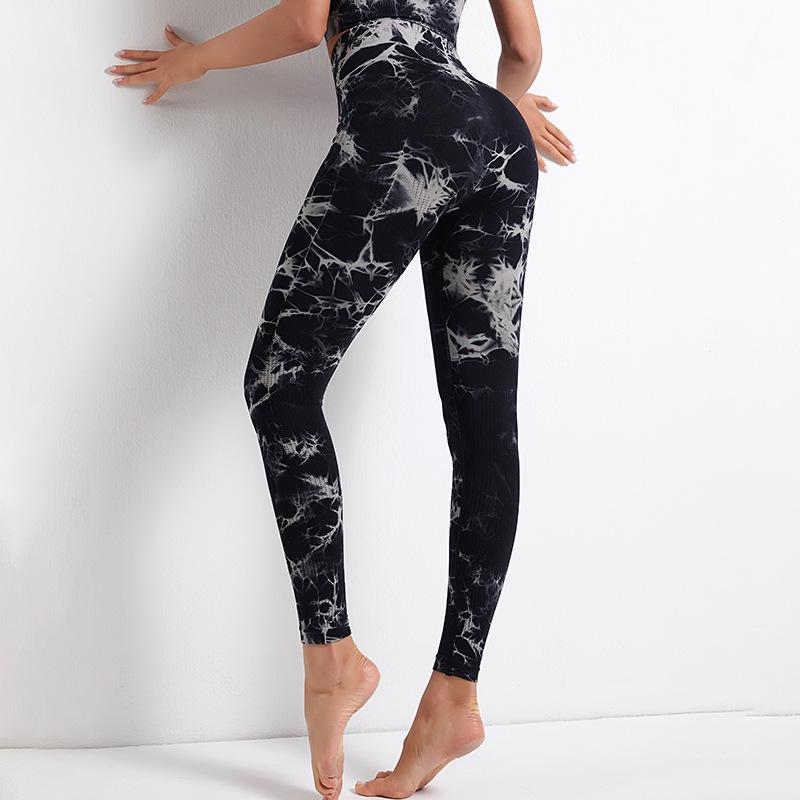 Buy Seamless Sports Yoga Pants Women Tie Dye Print High Waist Hip Lifting Running Tights Large ...