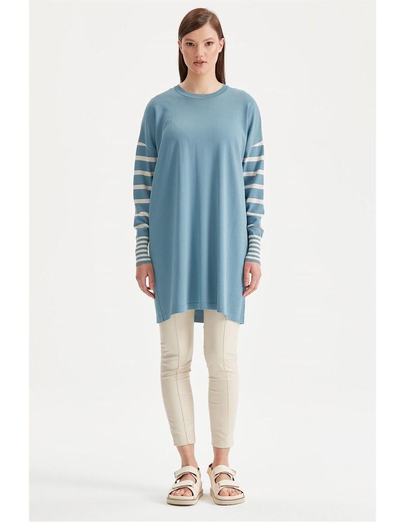 Buy Women Striped Long Sleeve Designed Elegant Tunic Tops Casual ...