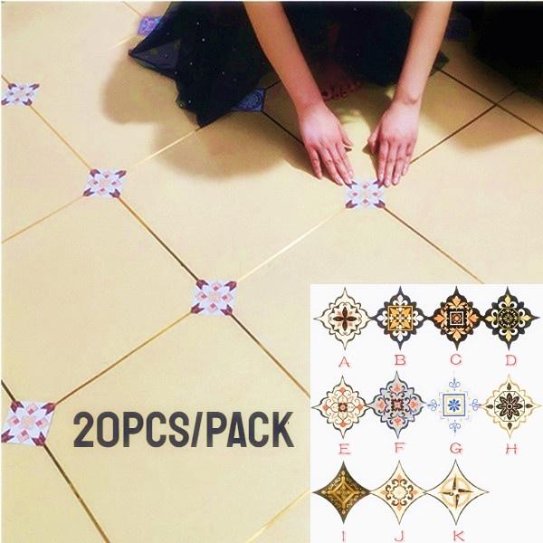 Buy 20 Sheets/set of Floor Stickers Bathroom Tile Floor Tiles Self ...