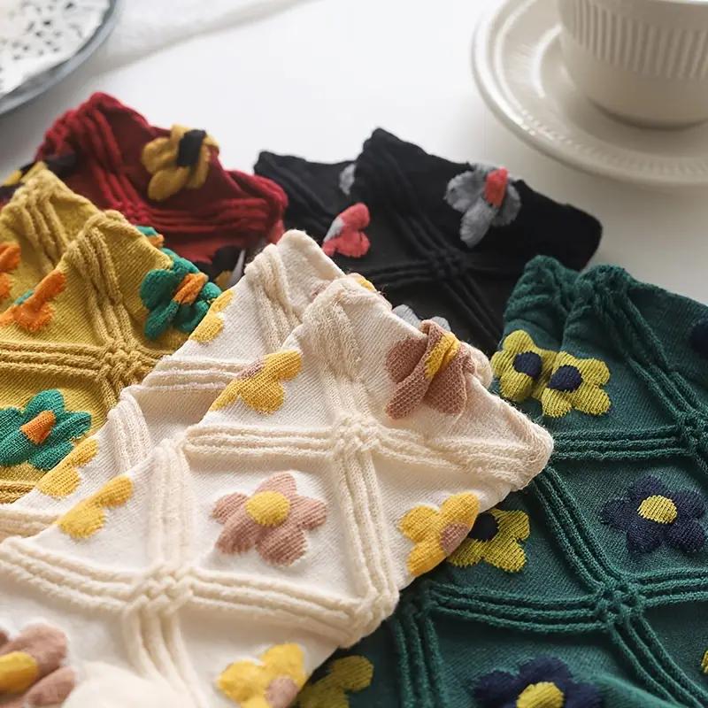 Kaufe 5 Paar All-Match-Retro-Socken, florale geometrische 3D ...