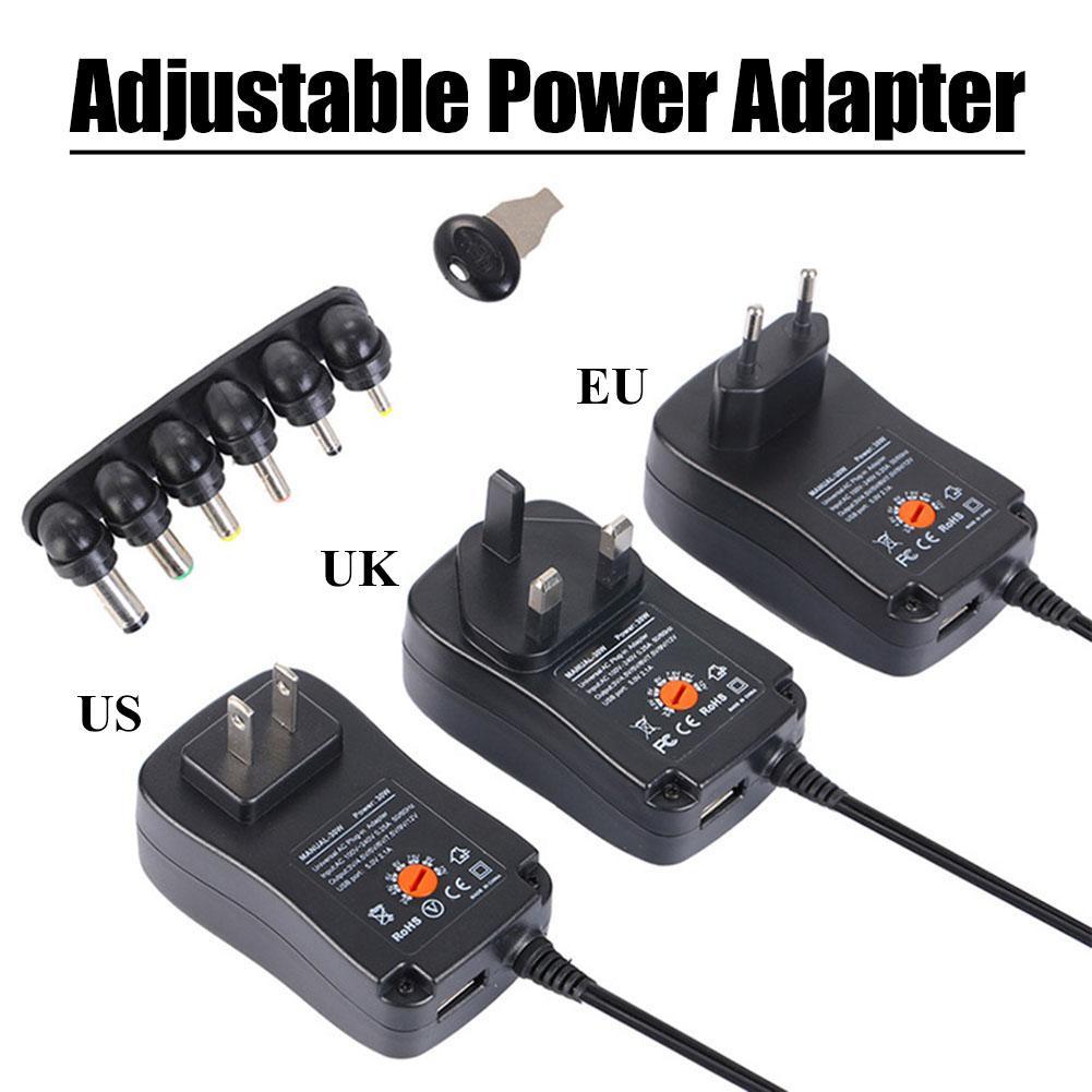 Buy Multi-Function Adjustable Voltage Power Supply Adapter 3V-12V US UK ...