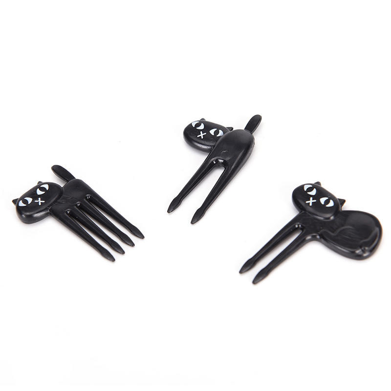 Buy New 6pcs Mini Animal Fork Fruit Picks Cute Cartoon Cat Children ...