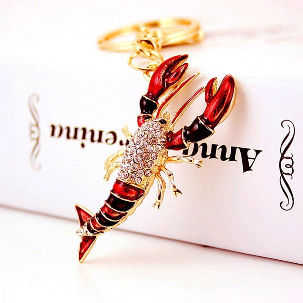 Satın alın 1/Pc Metal Enamel Red Crayfish Lobster Keychain Bag Charms ...