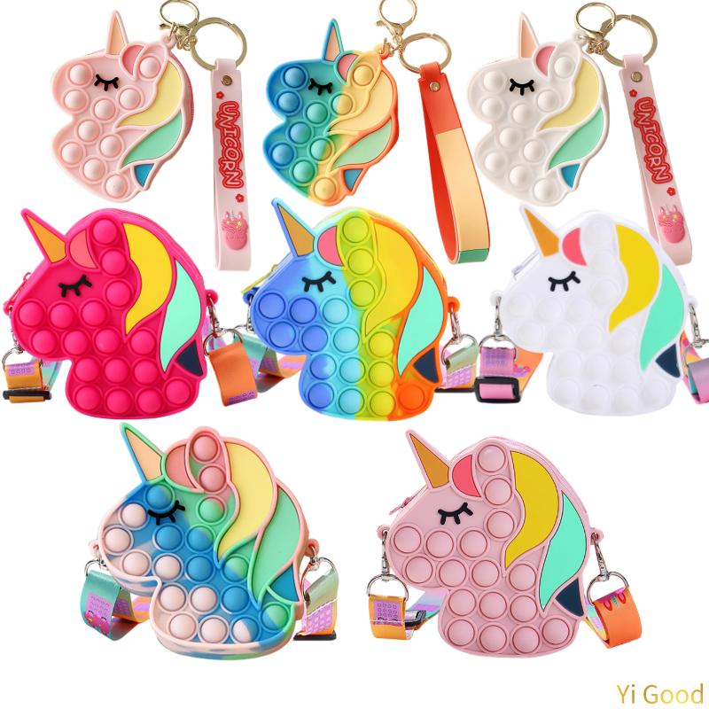 Cheap Rainbow Poppet Push Bubbles Toy Unicorn Kawaii Coin Purse ...