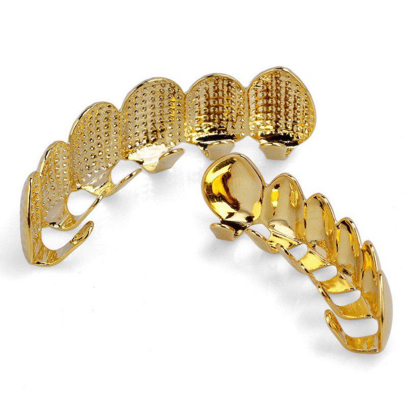 Buy Denture Care Gold Plated Teeth Lattice Shape Hip Hop Rapper's Bling ...