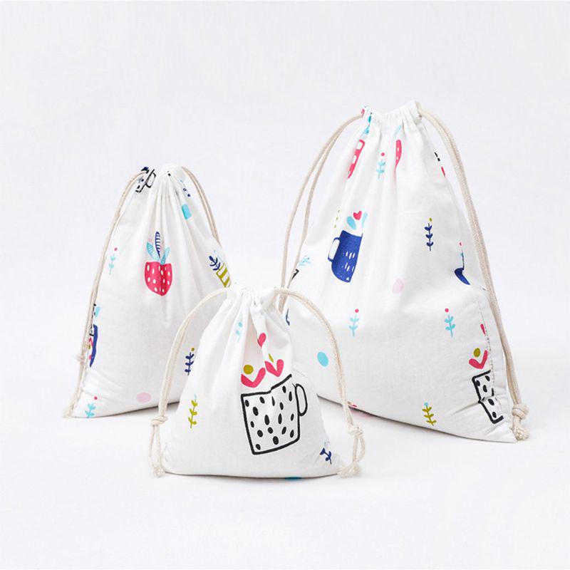 Buy Cotton Linen Drawstring Storage Bag Toy Shoes Laundry Organizer ...