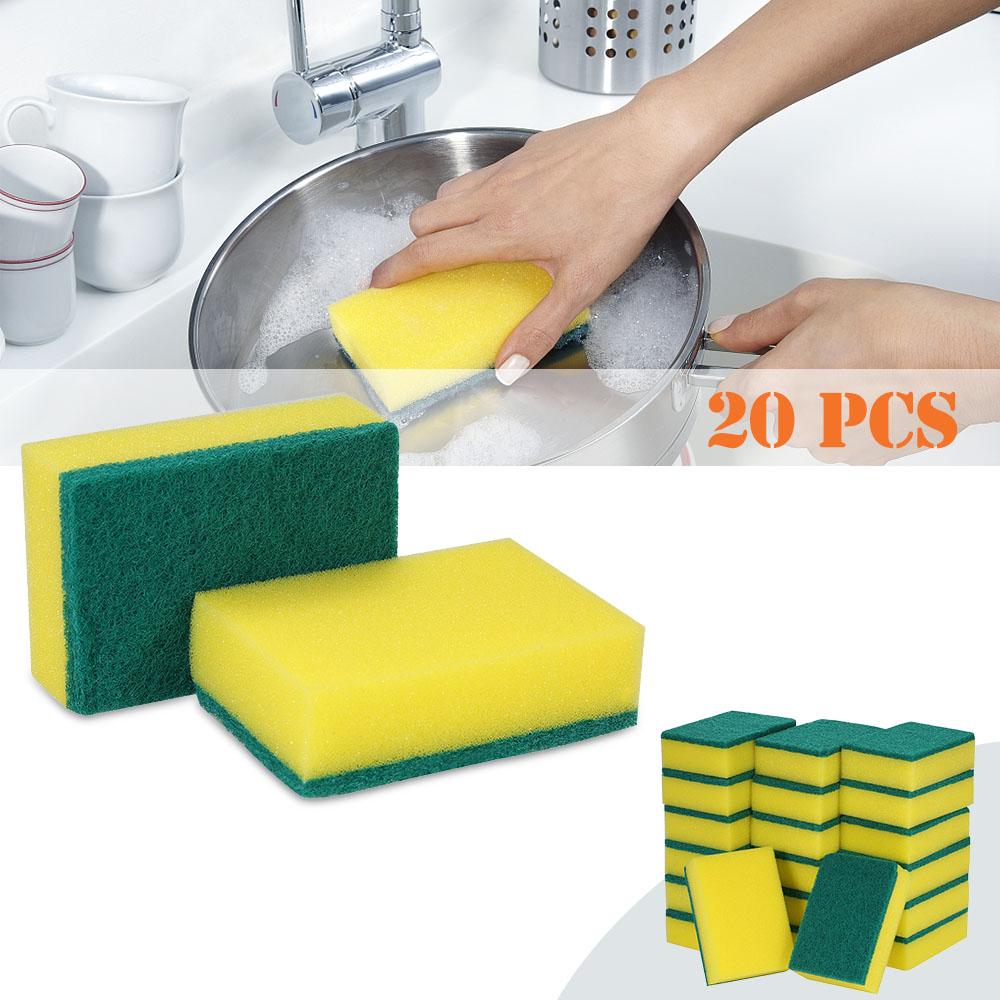 20pcs Foam Sponge Silicone Washing Brush Scrub Pad Wipe Dish Cup Clean ...
