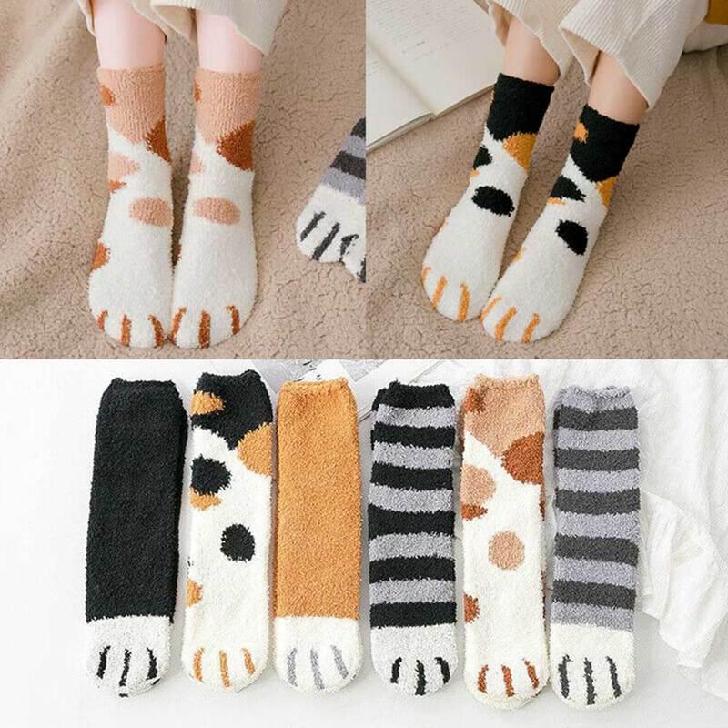Buy Women's Cute Winter Warm Kitty Cat Paws Socks with Paw Pattern ...
