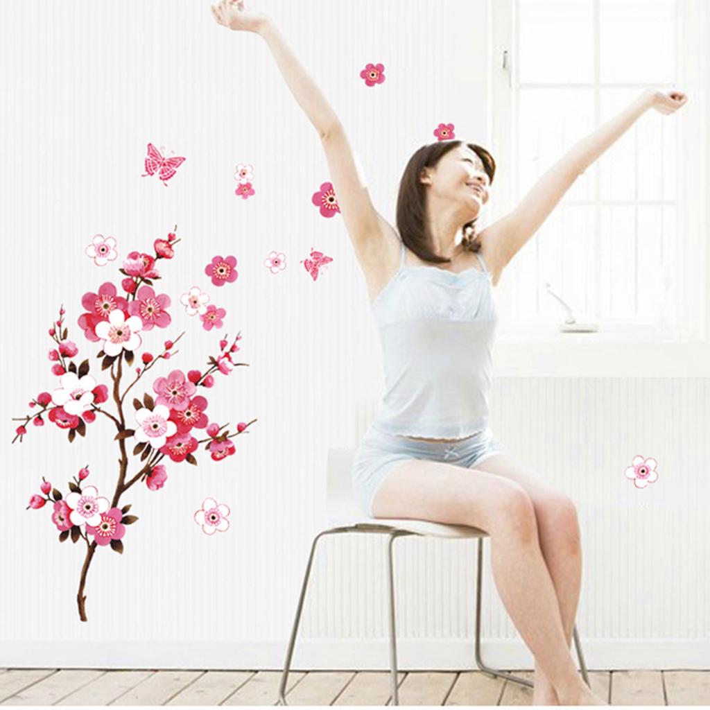 Buy Sakura Wall Stickers Living Bedroom Decorations Diy Flowers Pvc ...