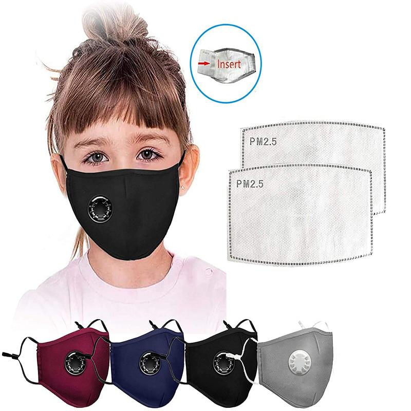 Buy Kids Boys Girls Cotton Washable Face Mask Adjustable 2pcs Filter ...