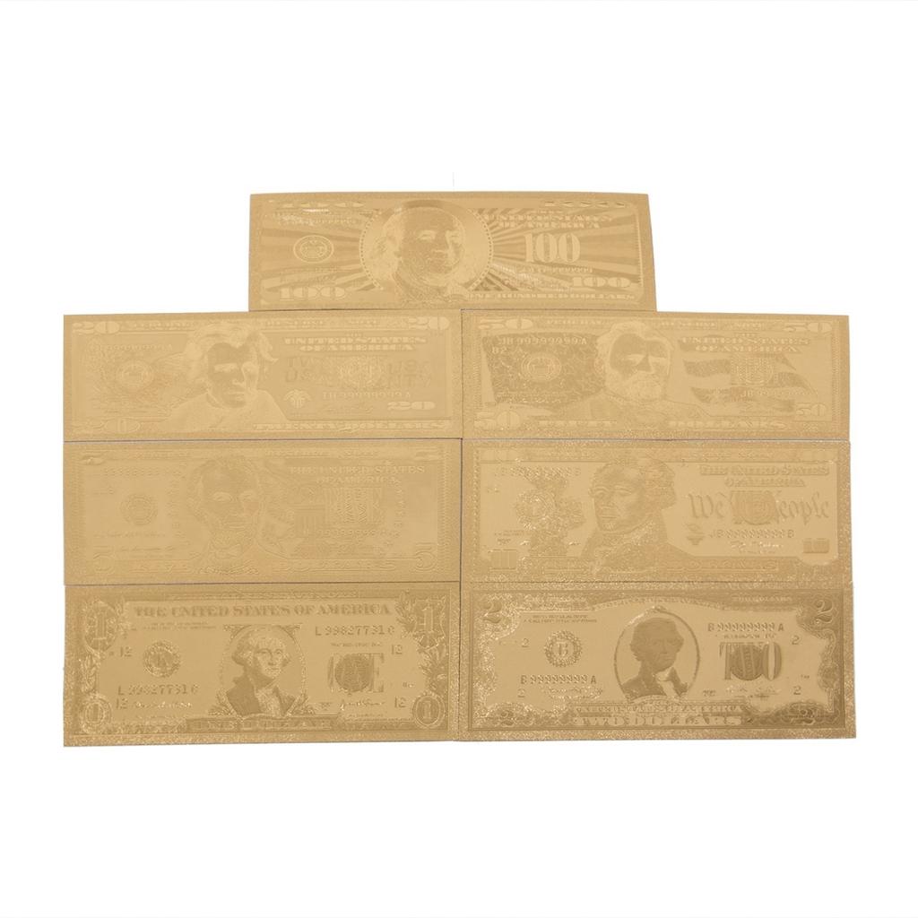 Buy 7Pcs/Lot 24K Gold Plated Commemorative Notes A Dollar Bills ...
