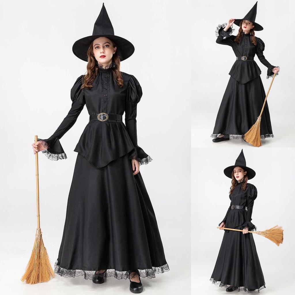 Halloween Kostüm Elegante Hexenkleid Blume Mesh Kleid Hexe Magier ...