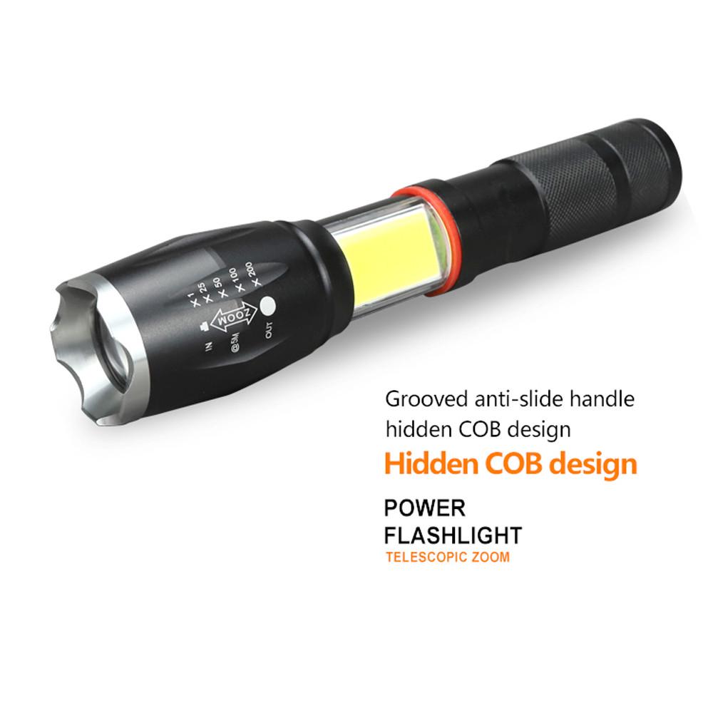 Buy T6+COB Tactical Military LED Flashlight Torch Zoomable 5-Mode For ...
