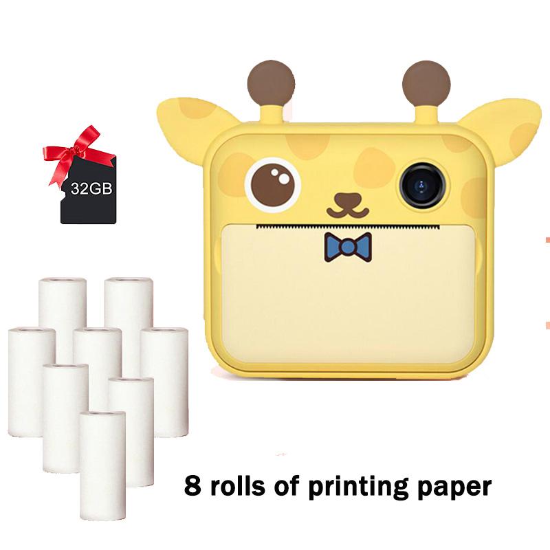 Buy With 32GB Card 8 Rolls Thermal Paper Children Camera Kids Instant ...