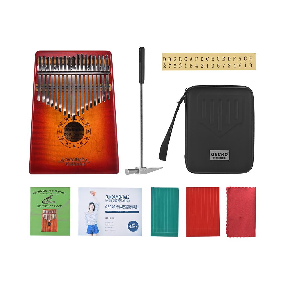 Buy GECKO MC-S 17-key Kalimba Thumb Piano Mbira Curly Maple Solid Wood ...