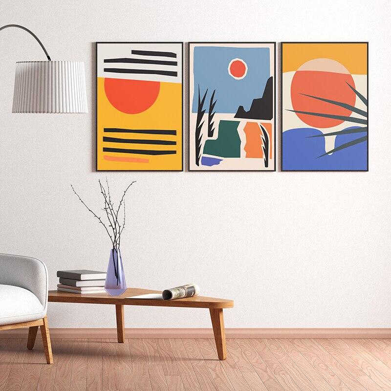 Buy Abstract Geometric Sunrise Sunset Print Landscape Poster Canvas ...